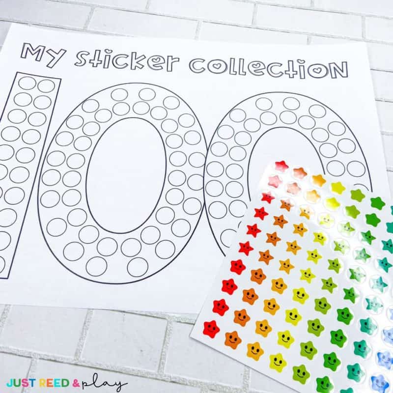 Create a 100th Day of School Sticker Collection - Just Reed & Play