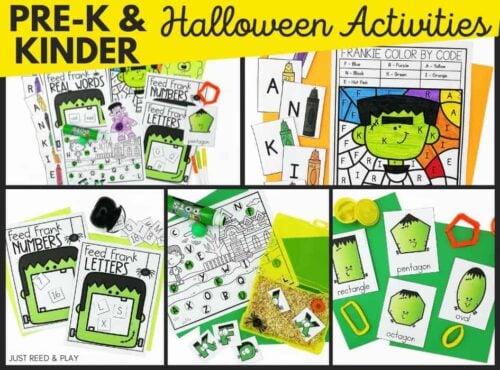 preschool halloween frankenstein fun centers blog post header - Just ...